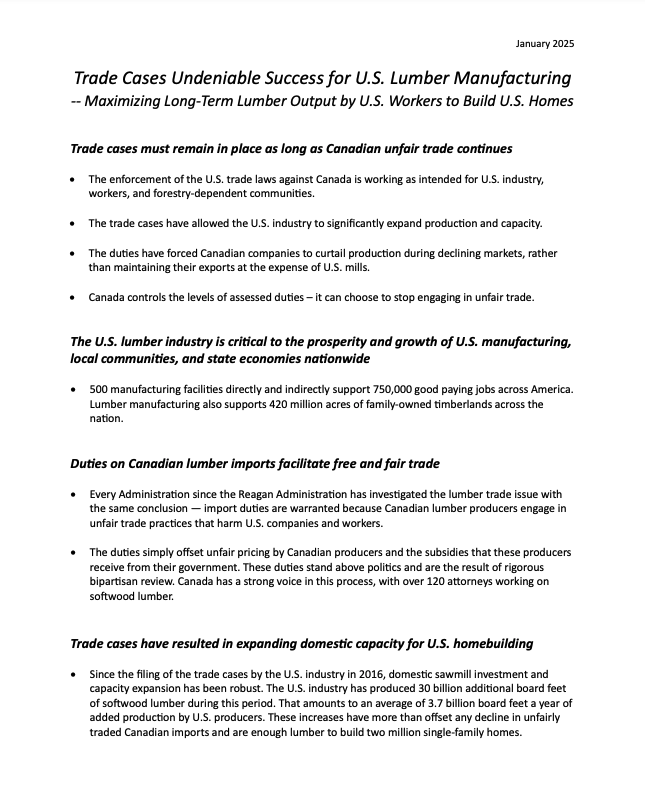 Trade Cases Undeniable Success for U.S. Lumber Manufacturing - U.S ...